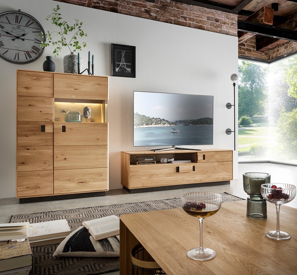 Wohnwand Arosa 4 in Wildeiche massiv geölt, TPT Möbel | Massiva Möbel.de